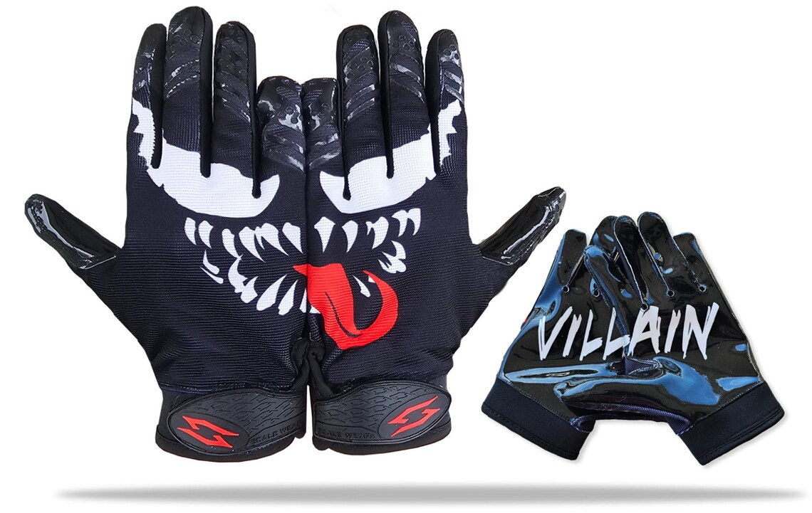 Scale Wear Villian Football Receiver Gloves Elite Sticky Tacky Pro Grip ...