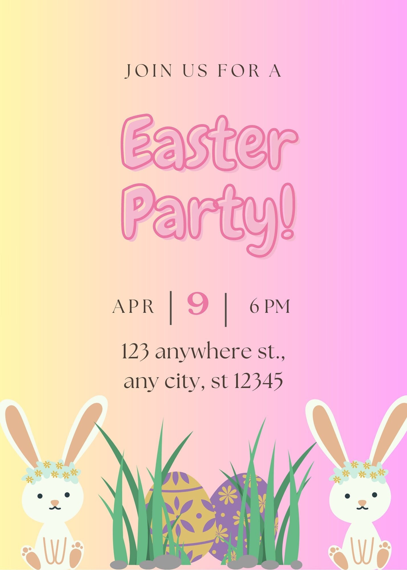 Printable Easter Party Invitation Digtial Download Print Personalised ...