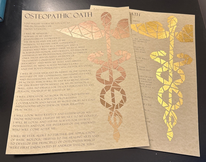 Osteopathic Oath, Hippocratic Oath, DO, MD, Physician, Doctor Gifts ...