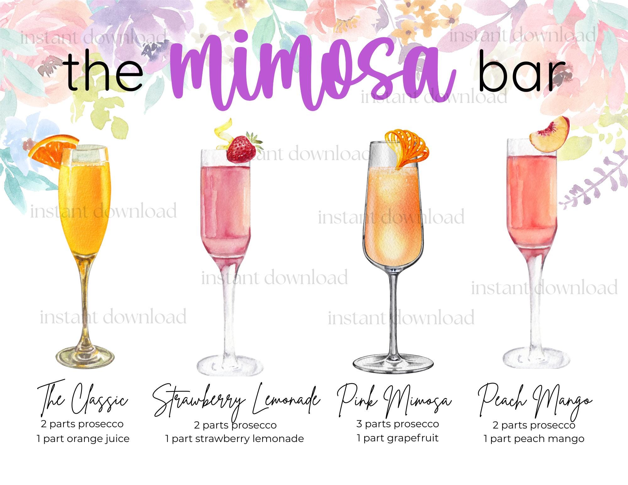 Mimosa Bar, Digital Download,mimosa Sign Brunch, Bubbly Bar Sign ...