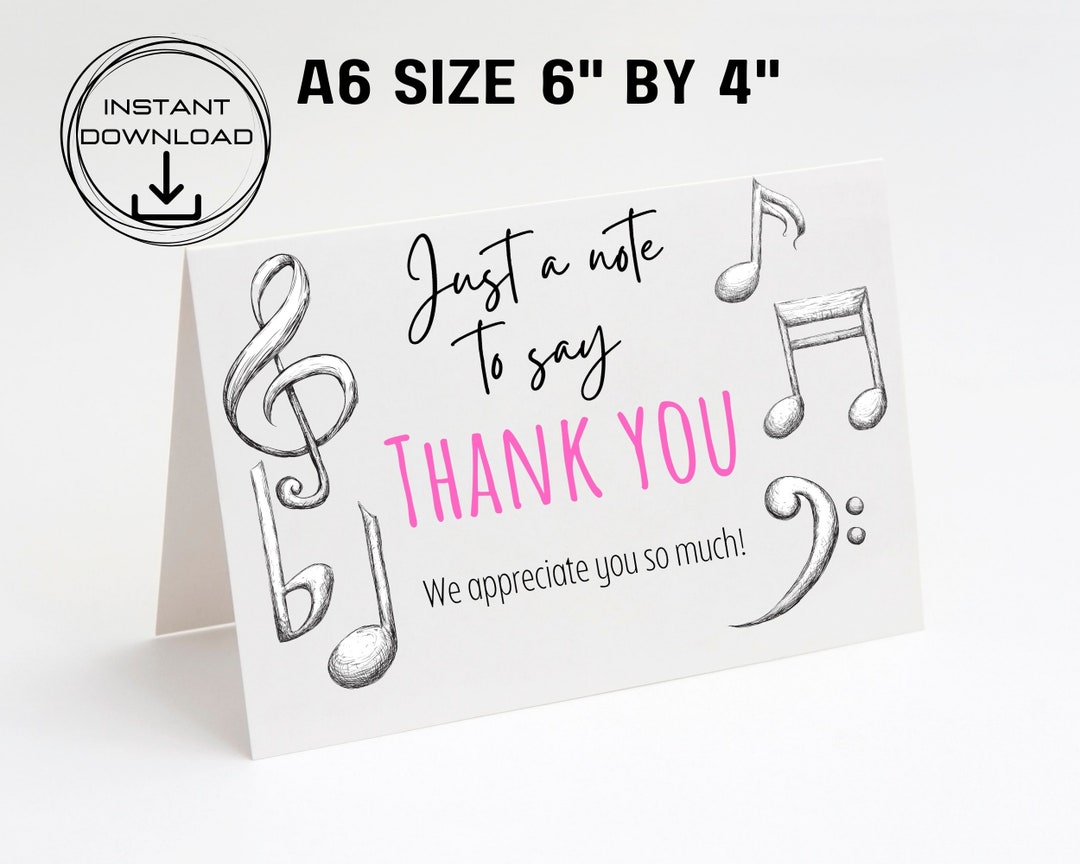Music Teacher Card, Music Teacher Thank You, Teacher Appreciation Card ...