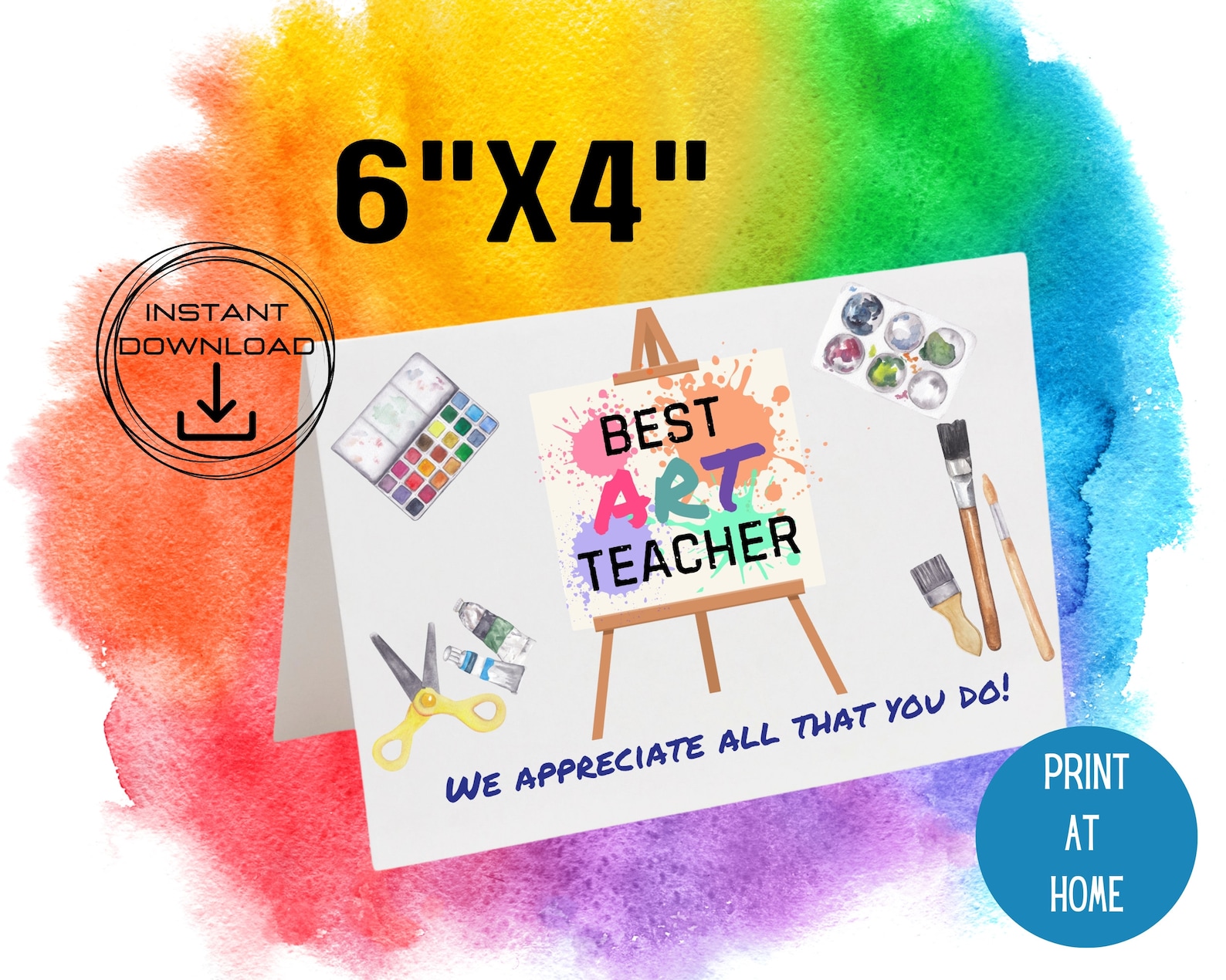 Art Teacher Card, Teacher Appreciation Week Card, End of School Year ...