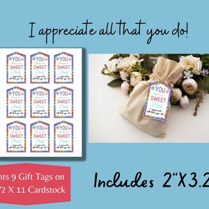 Teacher Appreciation Tags, Printable Favor Gift Tag,office Assistant ...