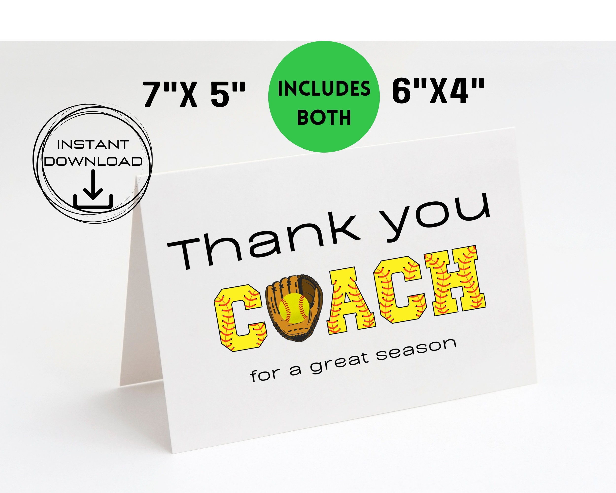 Softball Thank You Card, Coach Card, Thank You Coach, Thank You Coach ...