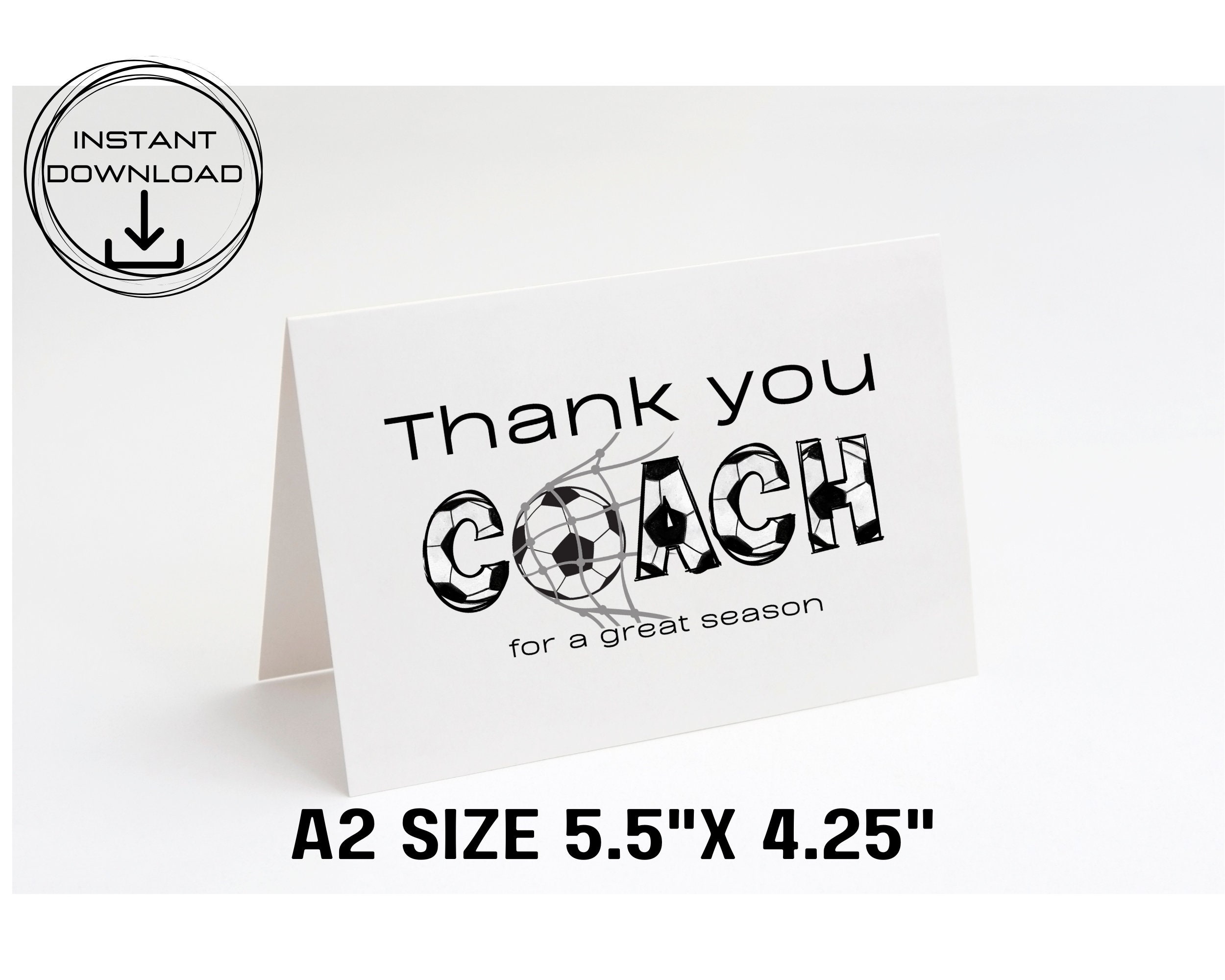 Soccer Coach Thank You, Instant Download, Thank You Coach Card, End of ...