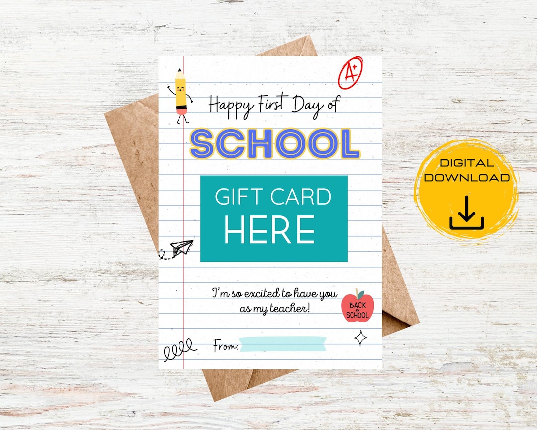 Back to School Teacher Gift Card Holder (digital Download) Printable ...