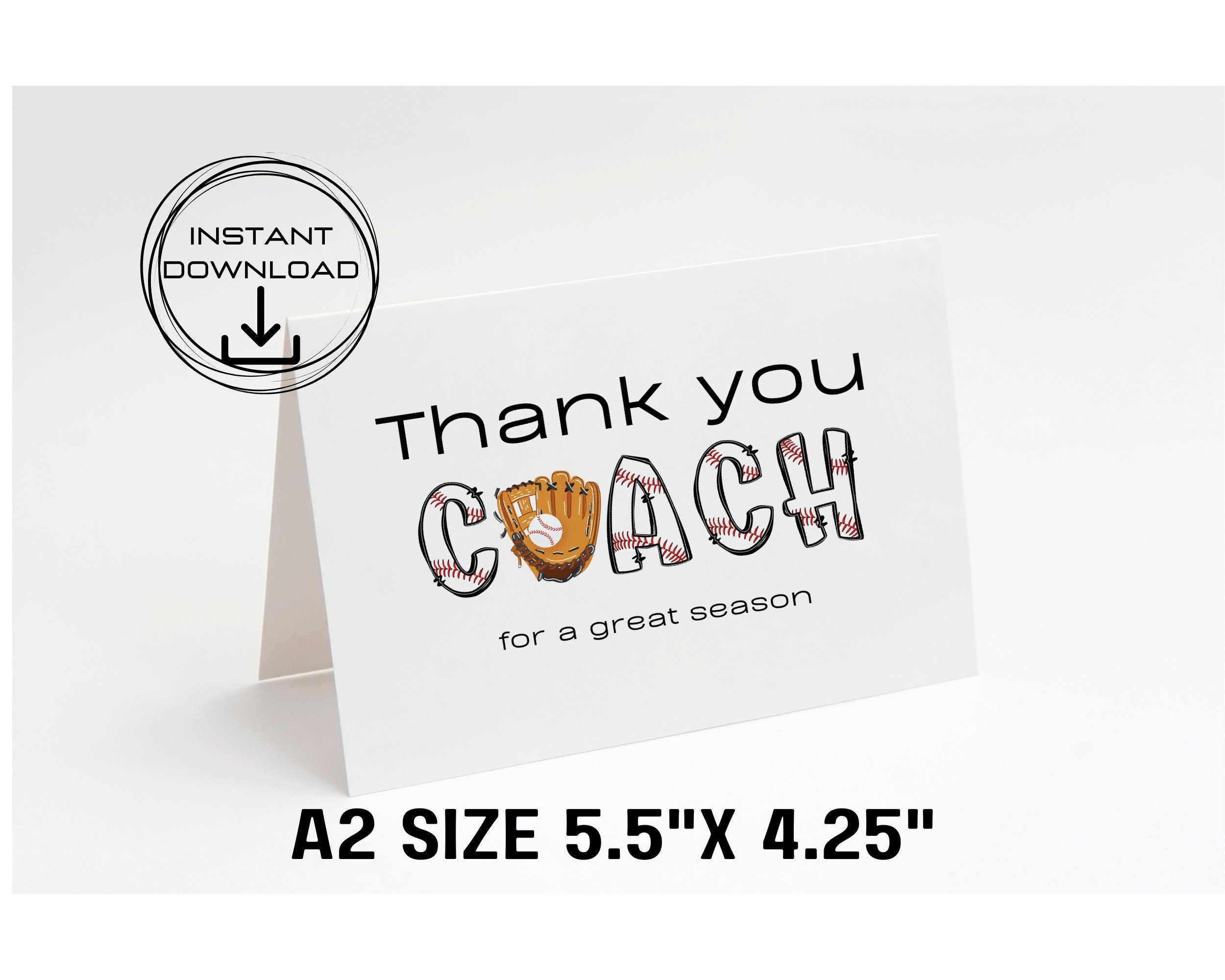 Baseball Coach Thank You Card, Instant Download Thank You Coach, Coach ...