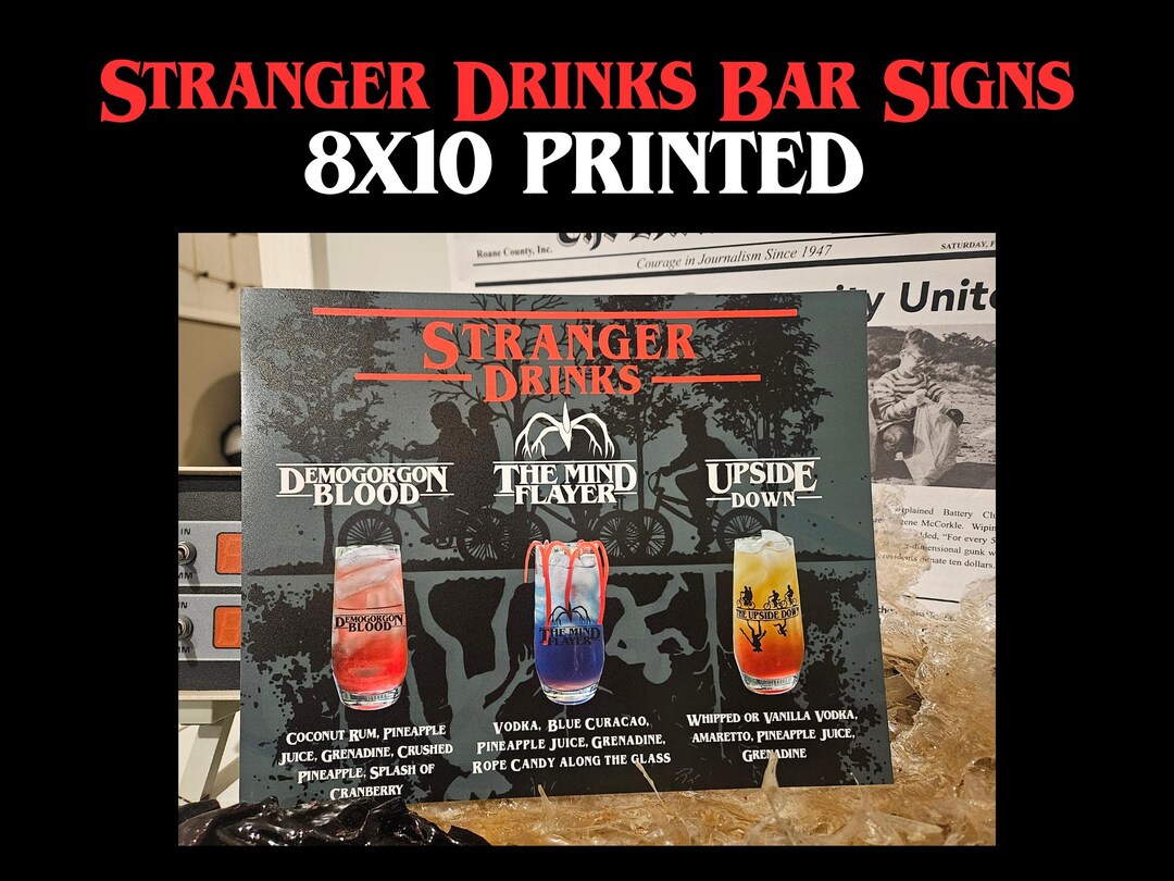 Stranger Things Bar Sign, Upside Down Bar, Stranger Drinks Sign, Watch ...