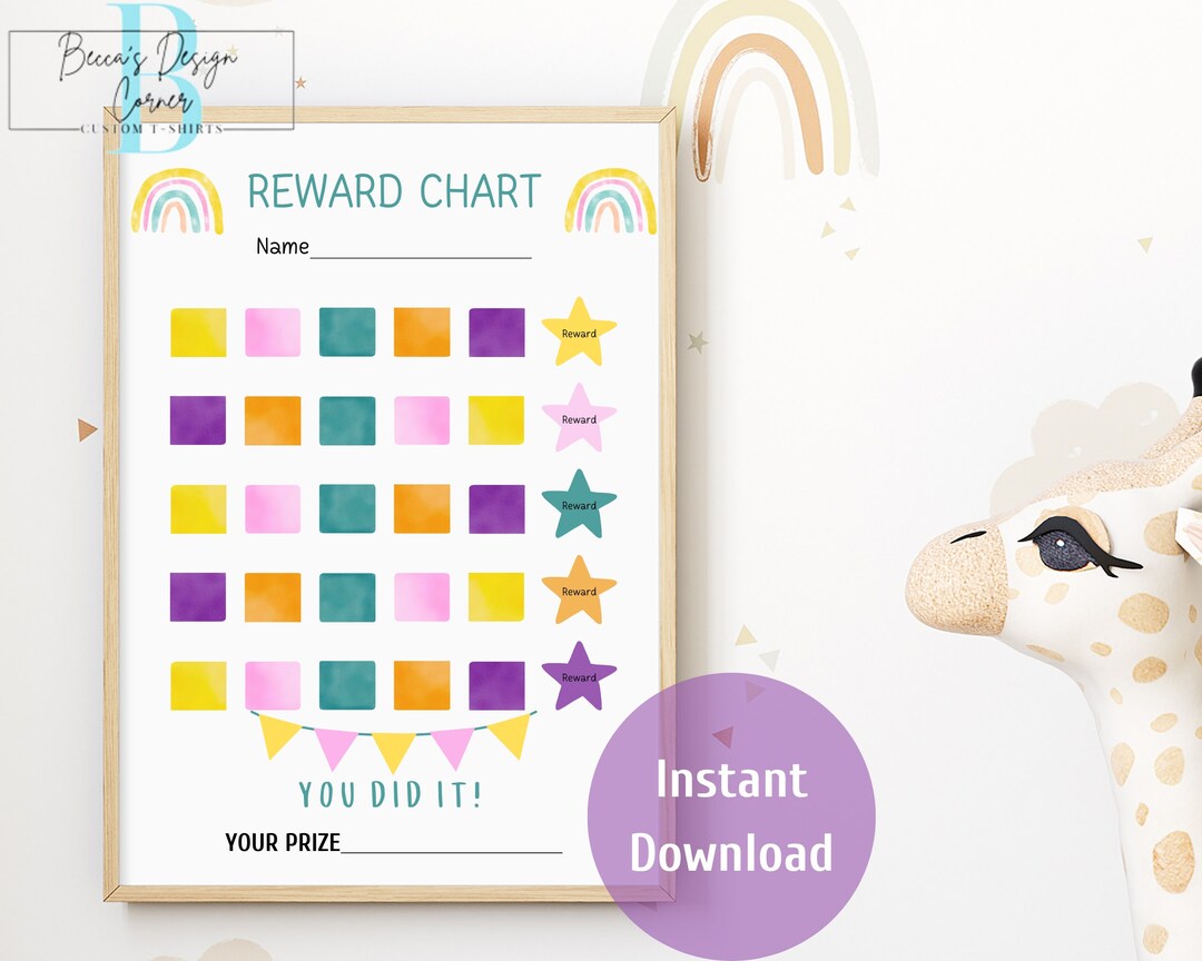 Printable Reward Chart, Behavior Chart, Potty Training Chart, Kids ...