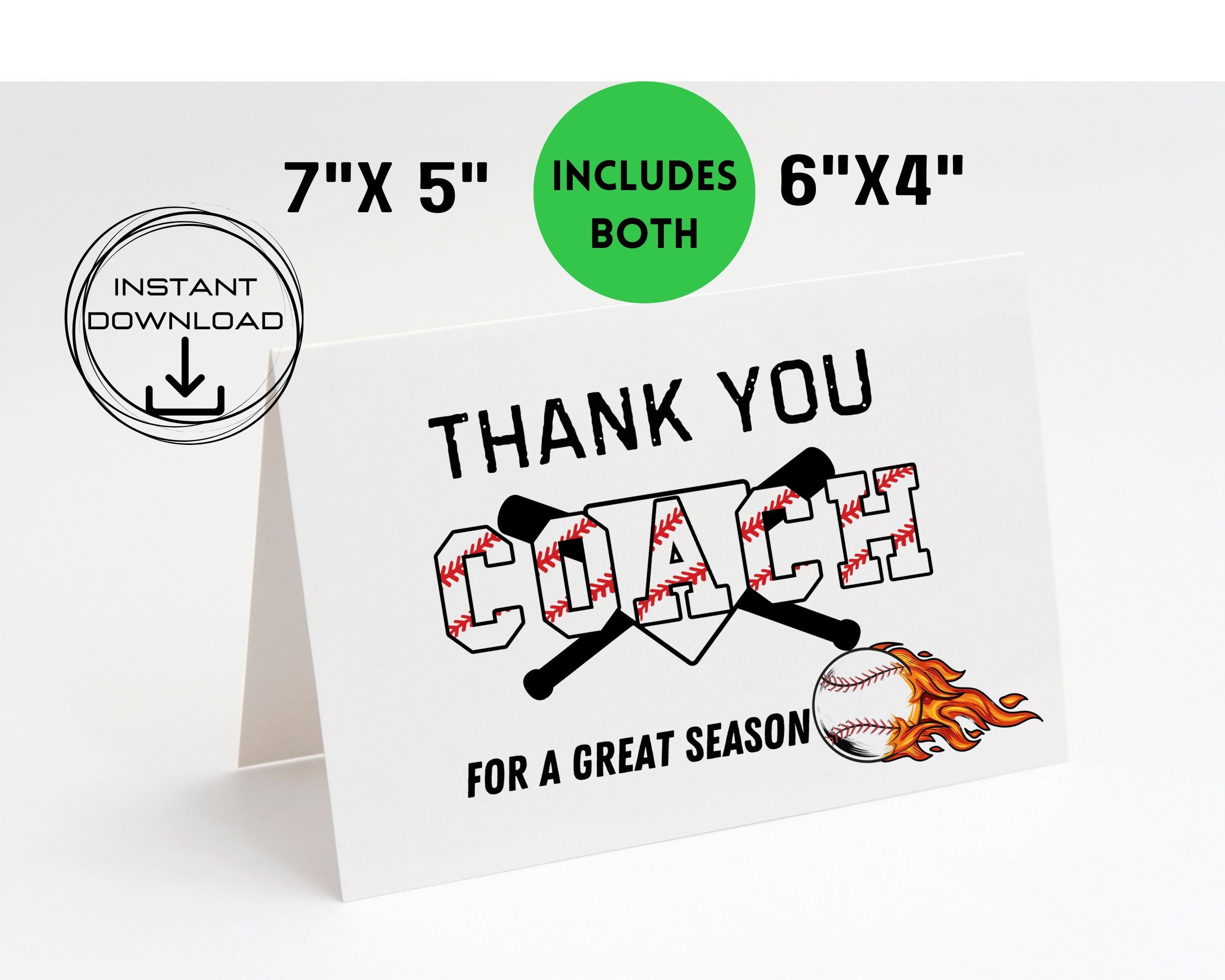 Baseball Thank You Card, Baseball Coach, Thank You Card, Coach Card ...