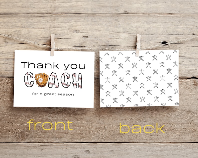 Baseball Coach Thank You Card, Instant Download Thank You Coach, Coach ...