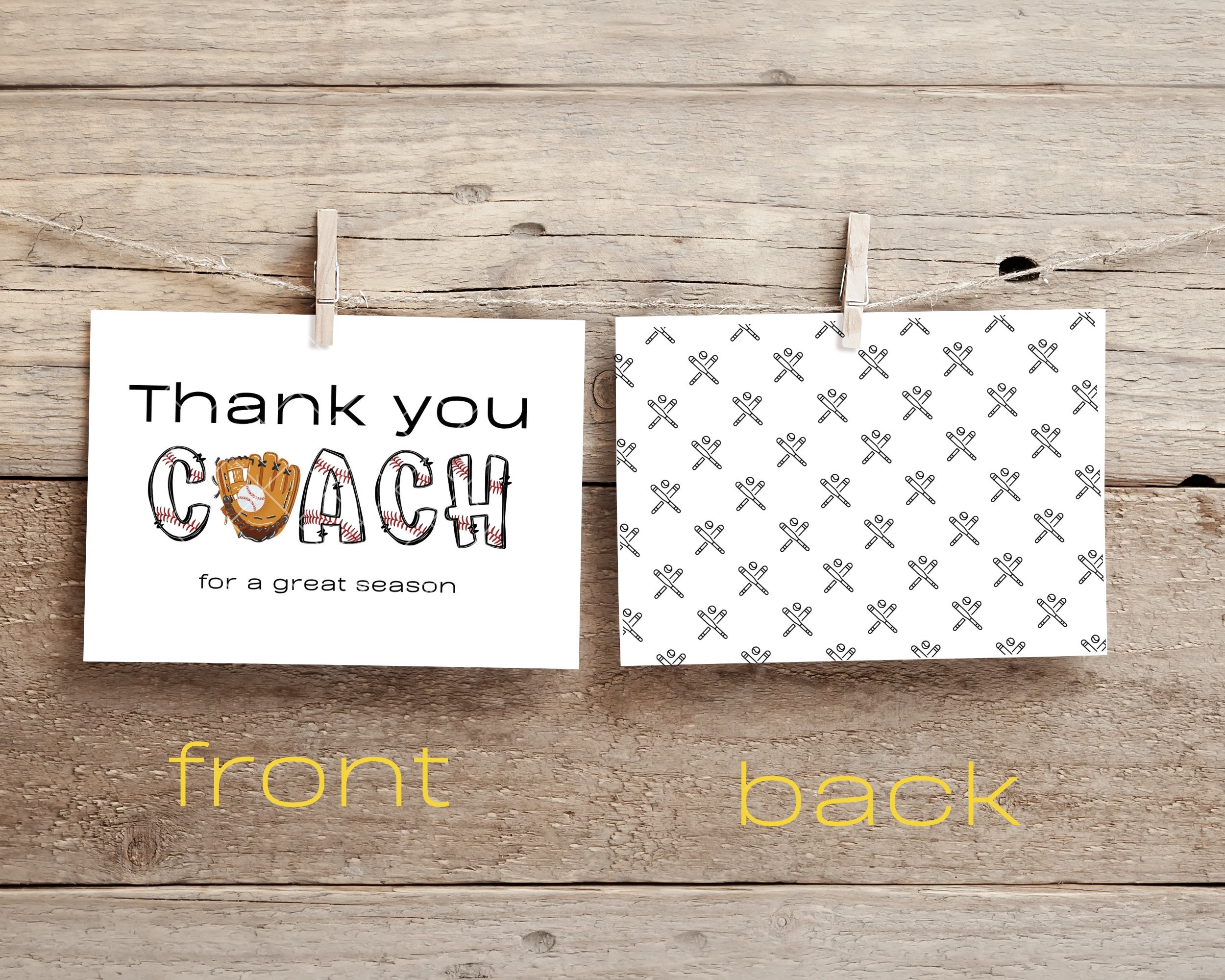 Baseball Coach Thank You Card, Instant Download Thank You Coach, Coach ...