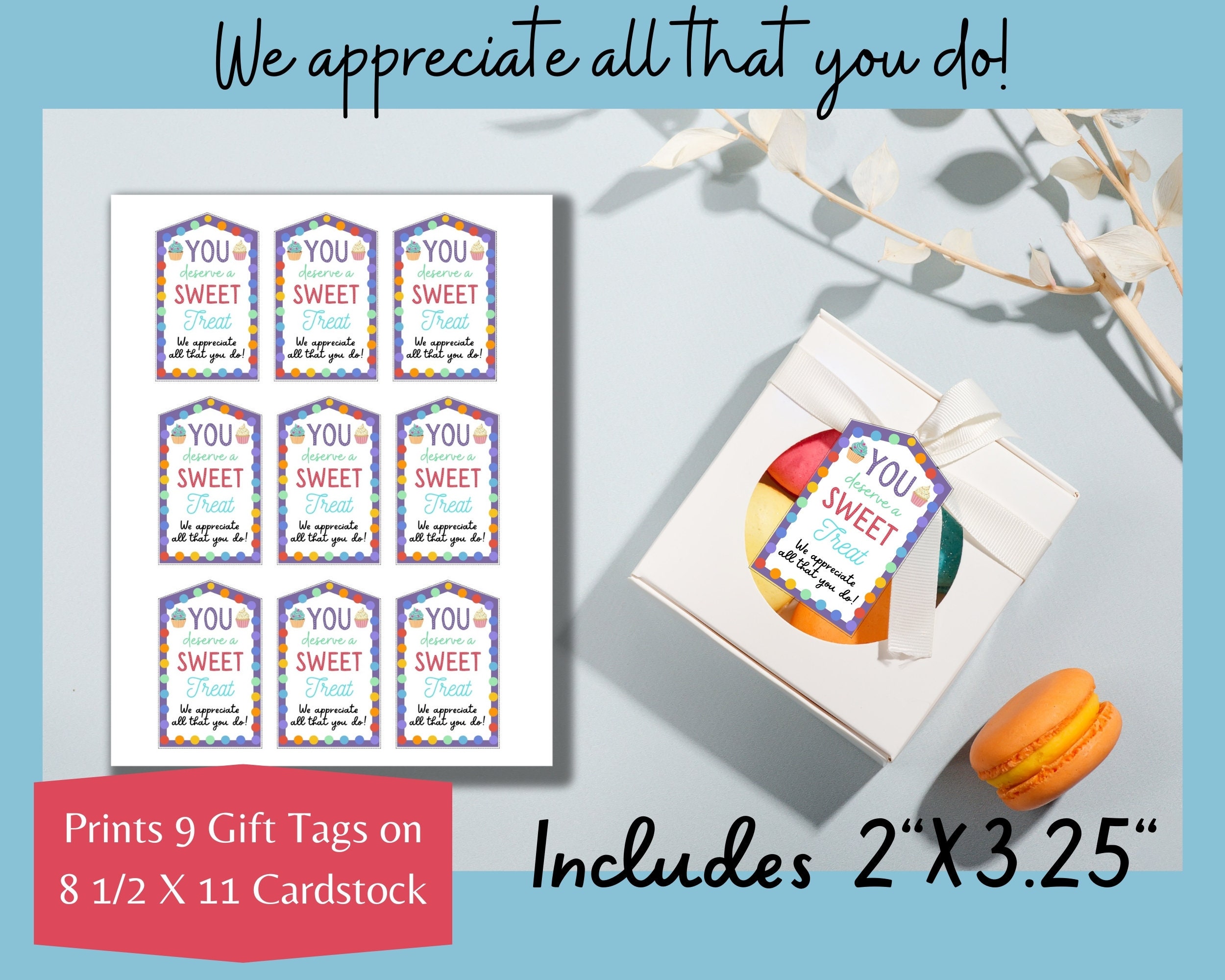 Teacher Appreciation Tags, Printable Favor Gift Tag,office Assistant ...