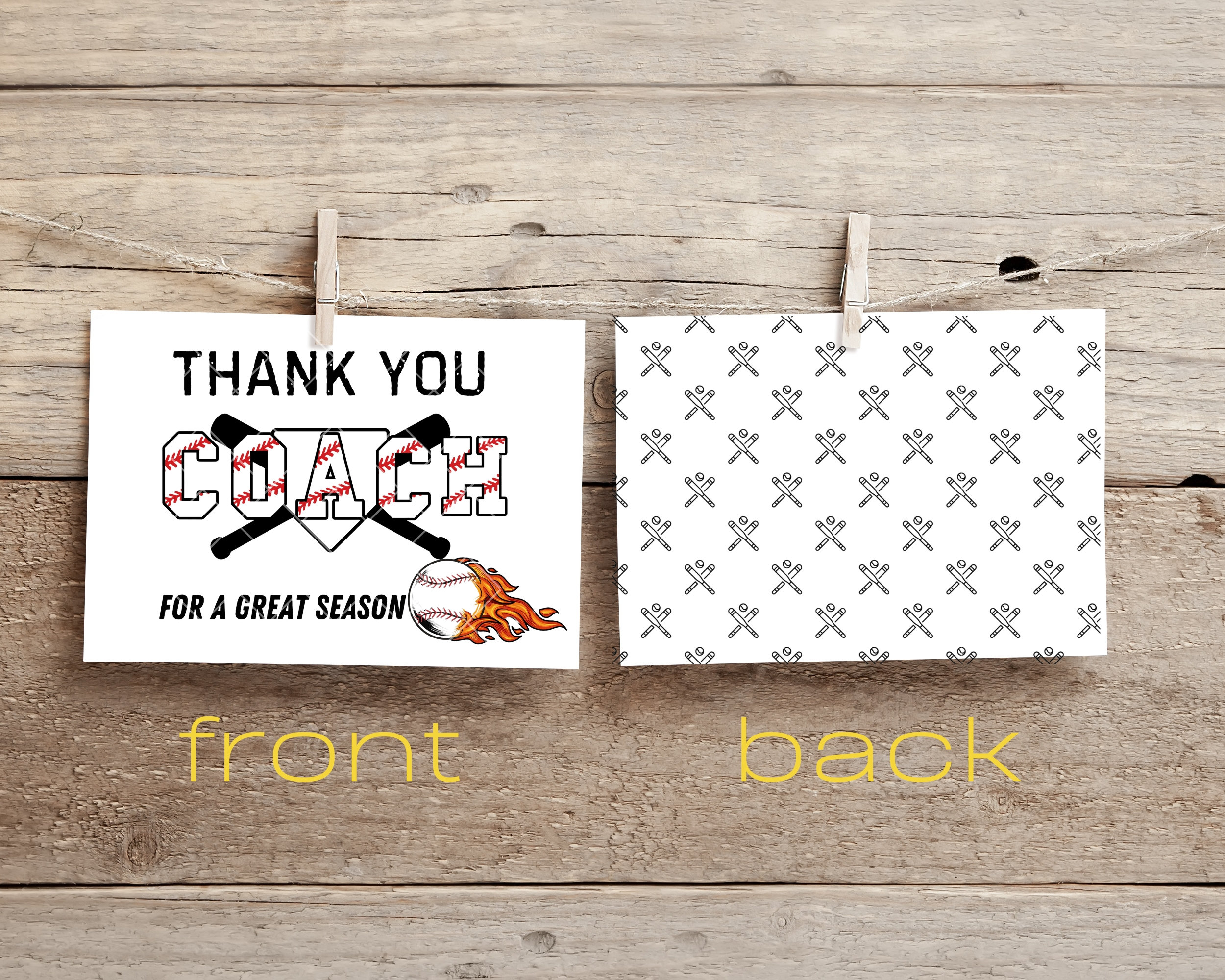 Baseball Thank You Card, Baseball Coach, Thank You Card, Coach Card ...