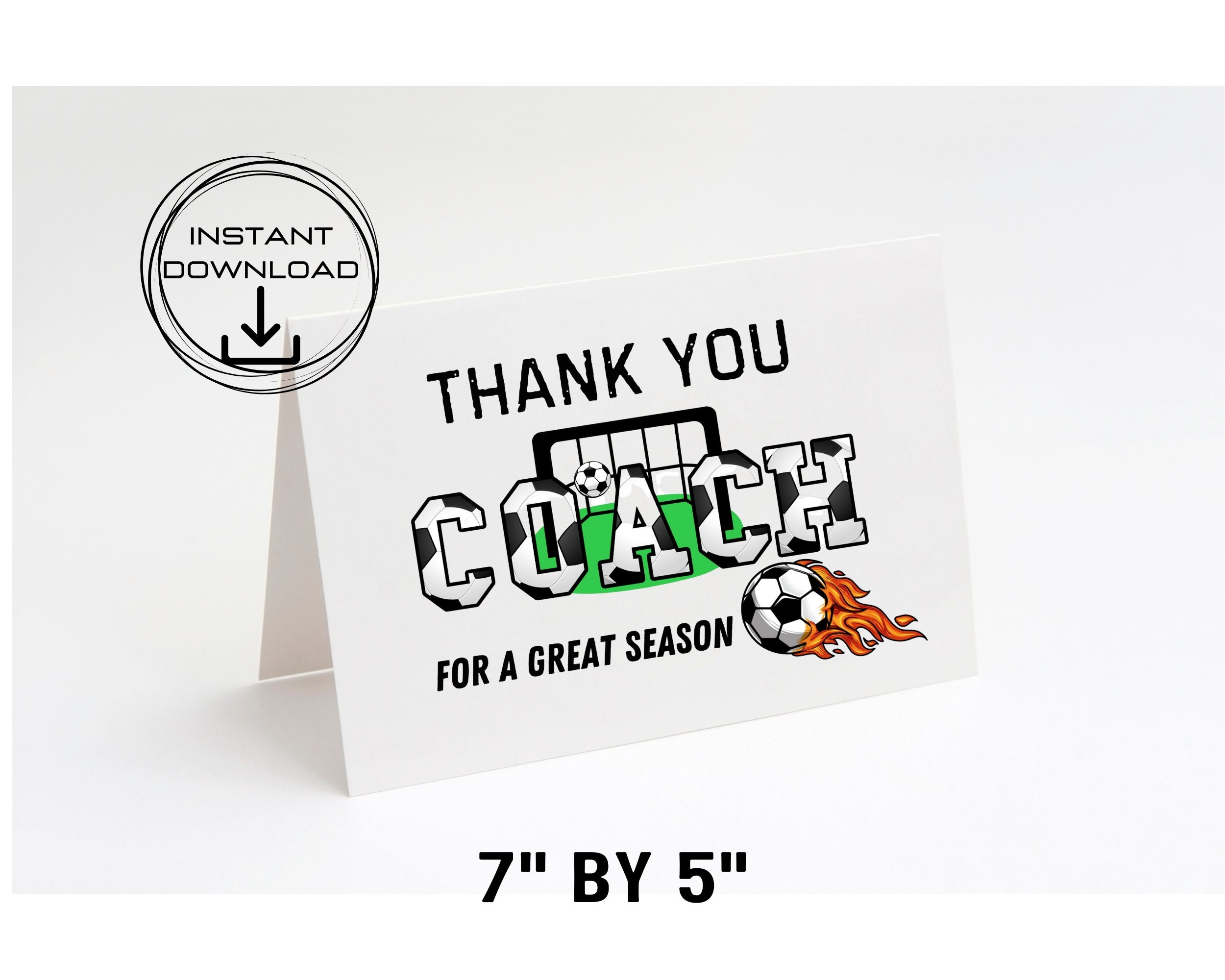 Soccer Thank You Card, Soccer Coach Card, Thank You Coach for a Great ...