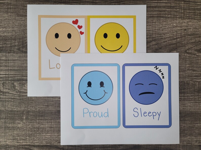 Set of 16 Printable Emotion Cards, Emotion Posters, Teaching Emotions ...