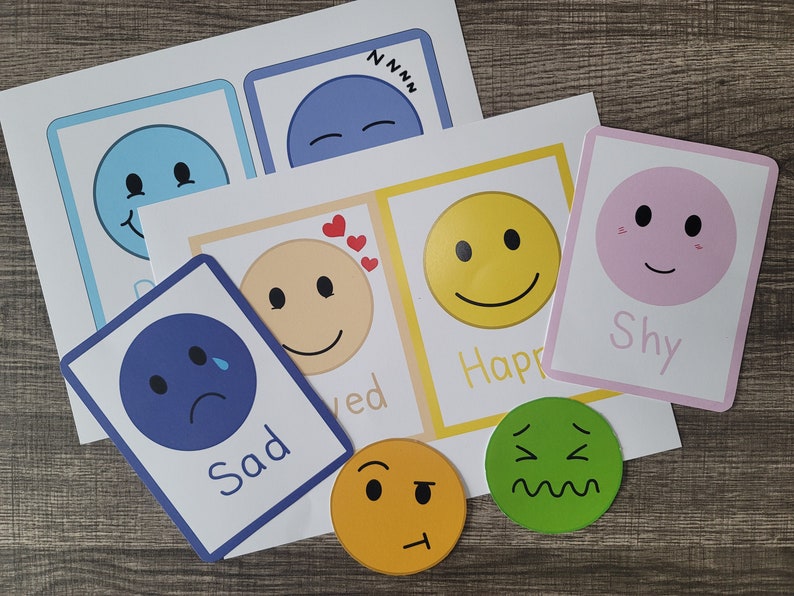 Set of 16 Printable Emotion Cards, Emotion Posters, Teaching Emotions Activity, Print and Cut ...