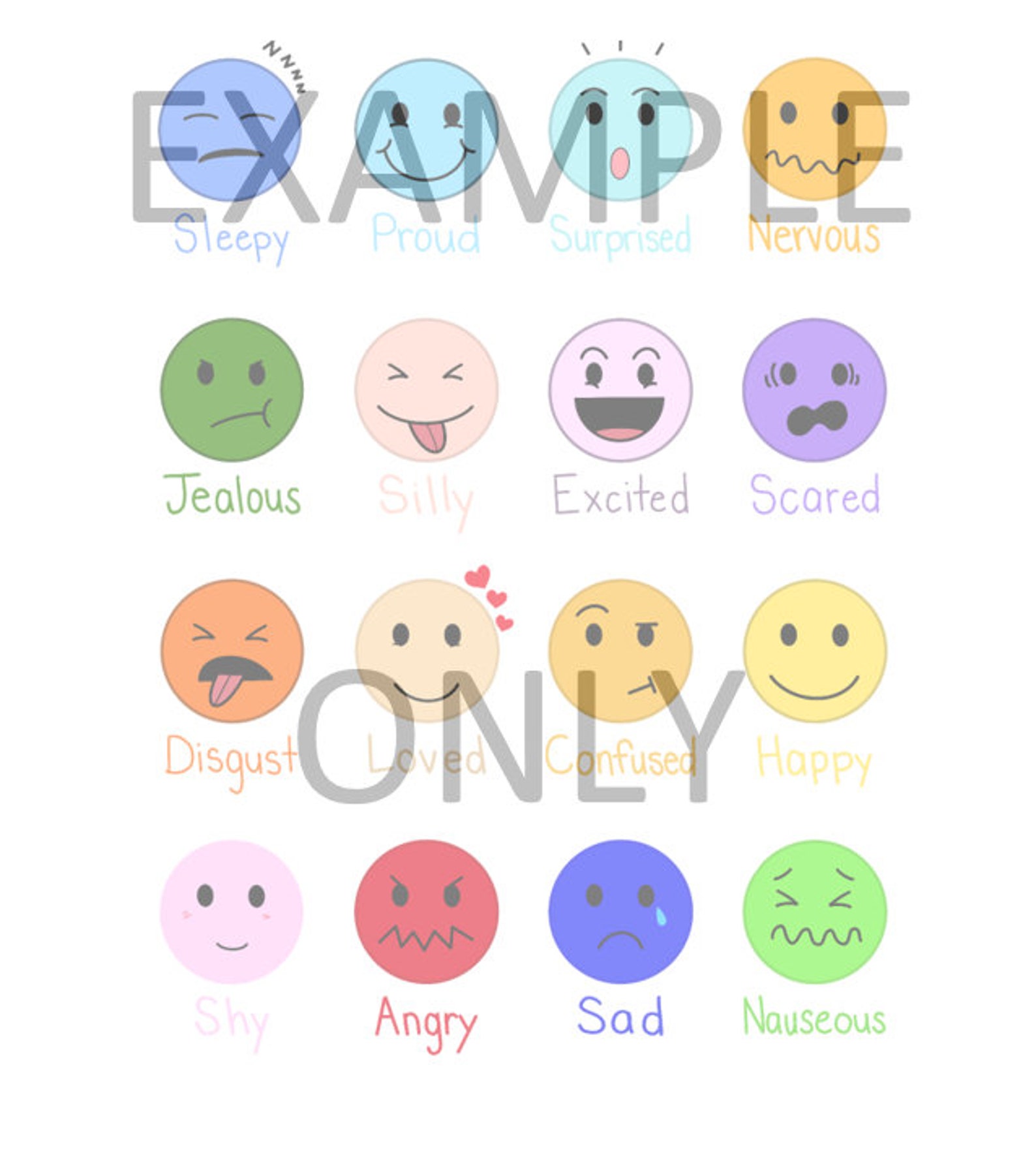 Set of 16 Printable Emotion Cards, Emotion Posters, Teaching Emotions ...