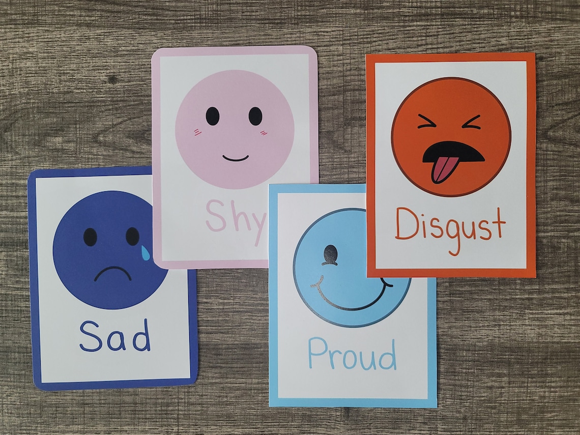 Set of 16 Printable Emotion Cards, Emotion Posters, Teaching Emotions ...