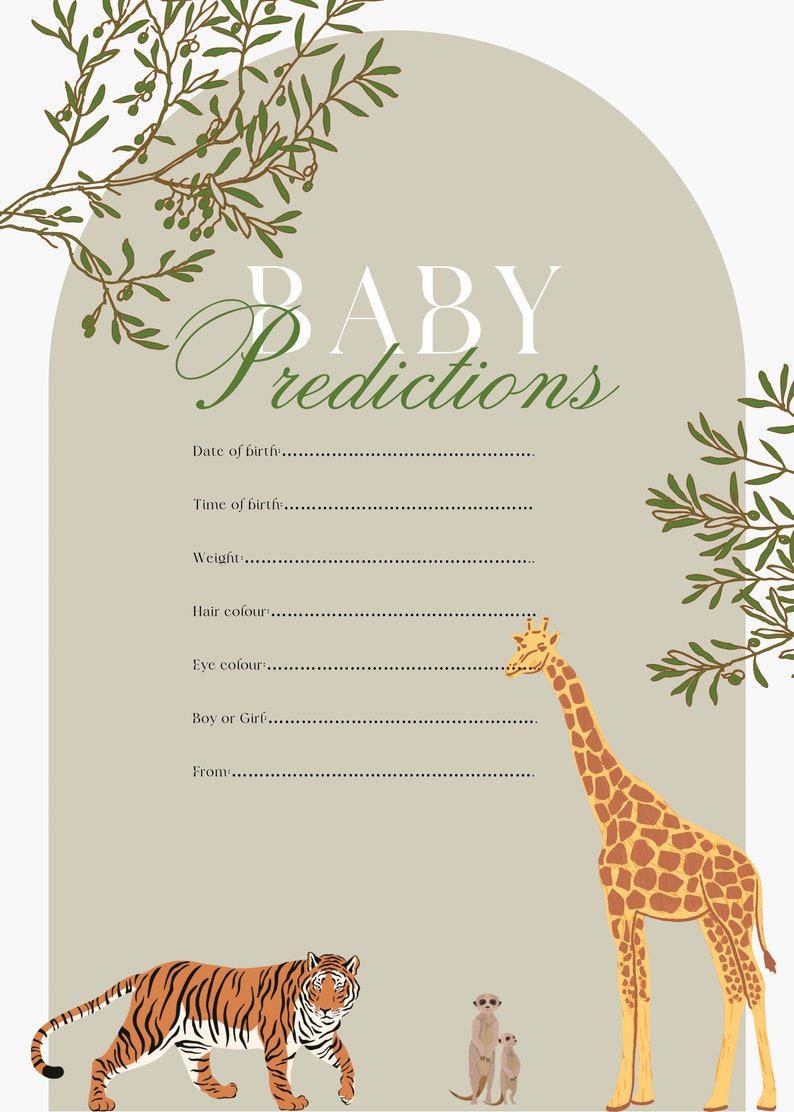 Baby Shower Games Sage Printable, Animals Theme Baby Shower Games ...