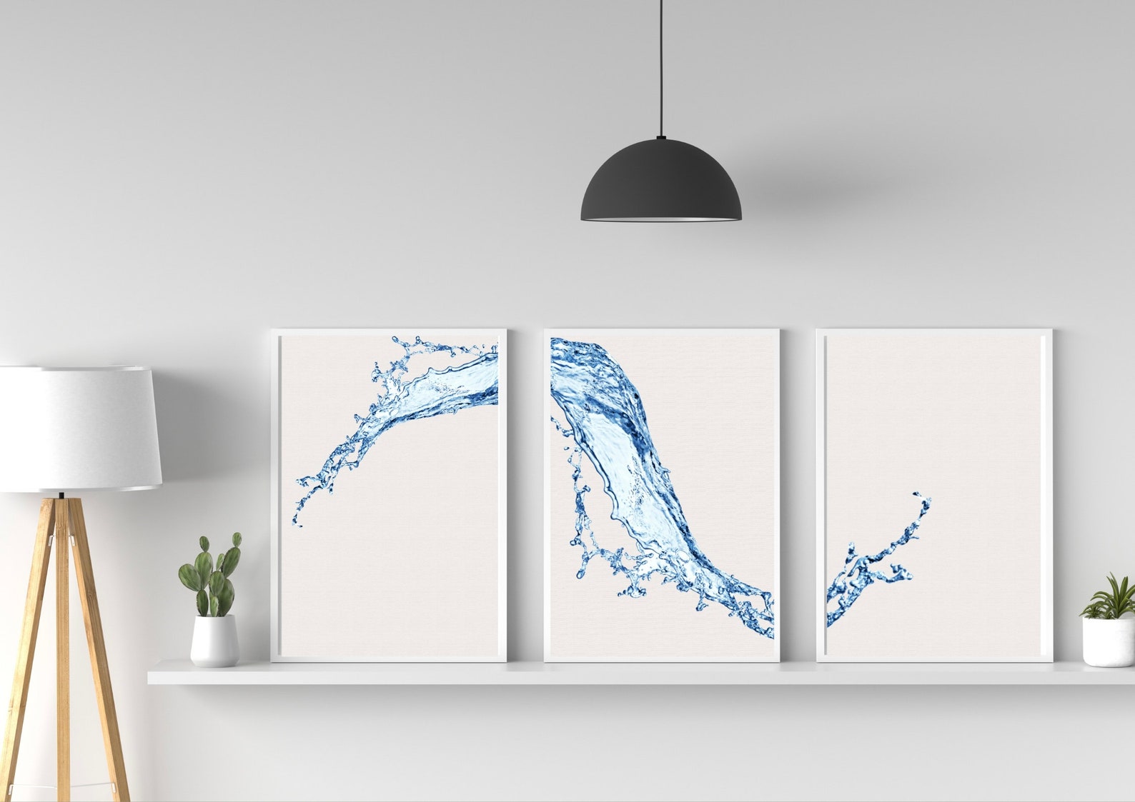 Water Splash Art Print Set of 3, Water Drops Waves Printable Art ...