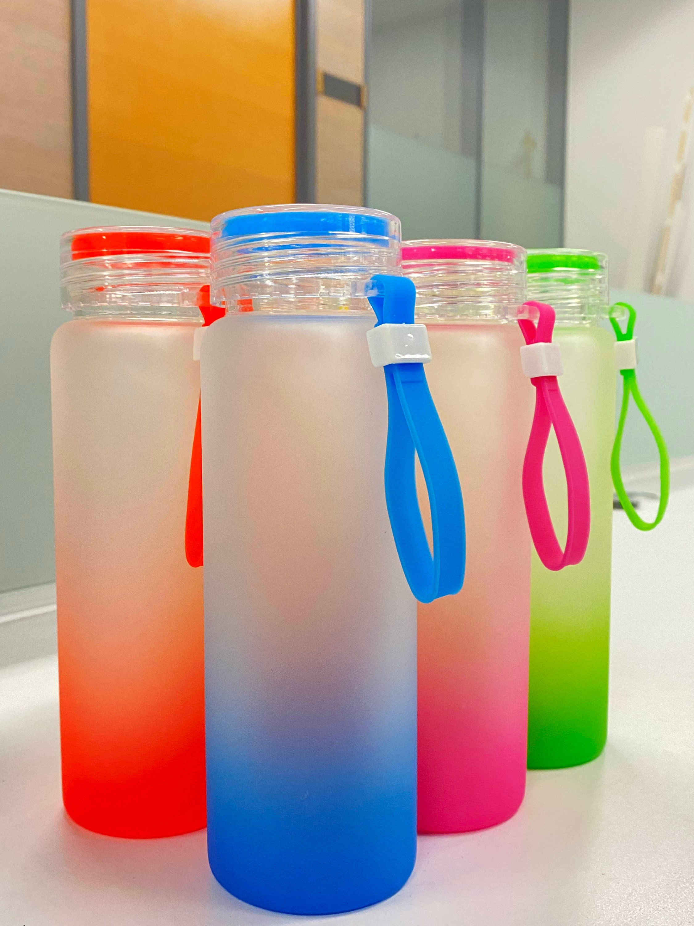 Glass 17oz Ombre Water Bottle, Sublimation Glass Water Bottle, Ombre ...