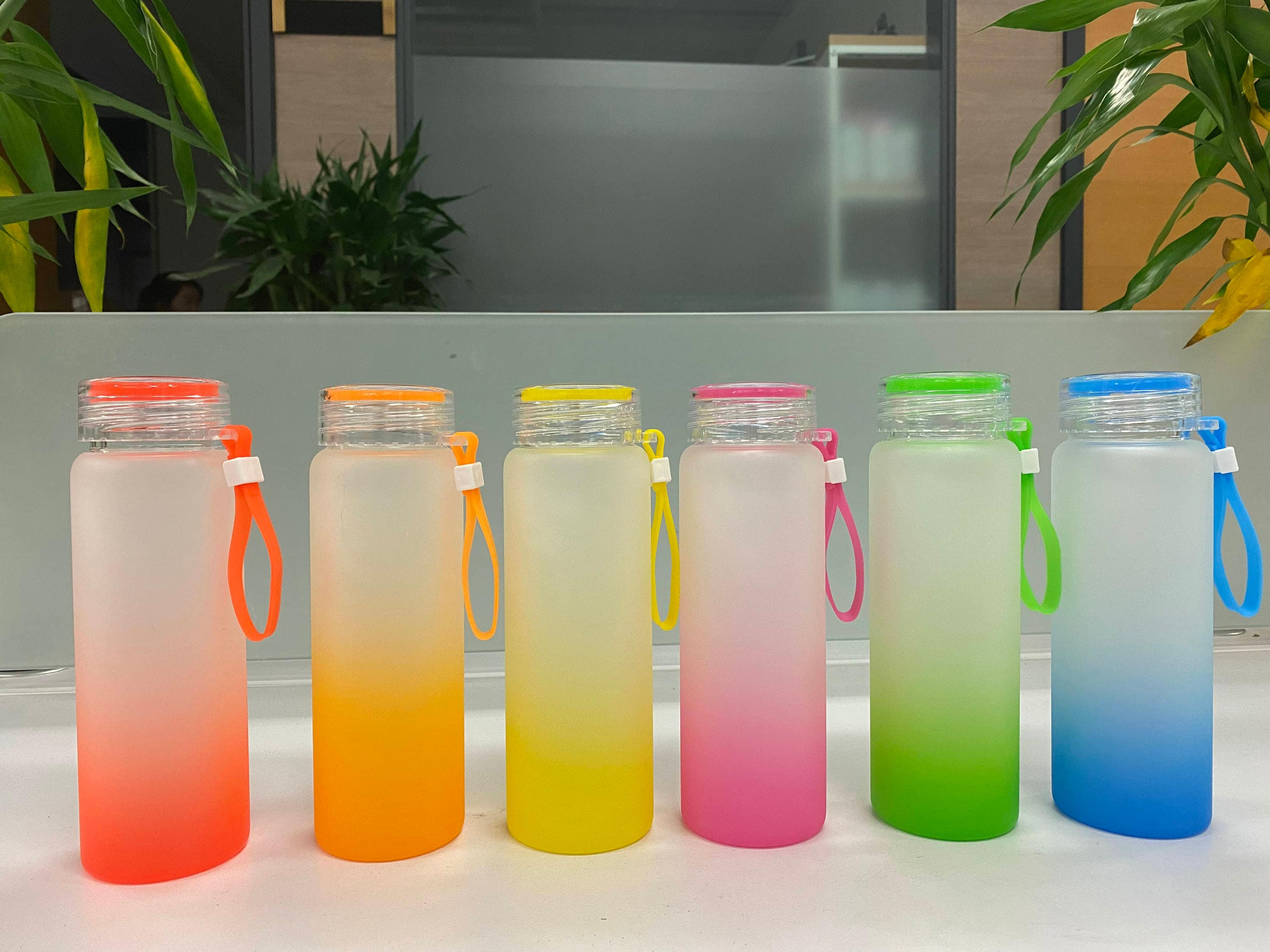 Glass 17oz Ombre Water Bottle, Sublimation Glass Water Bottle, Ombre ...