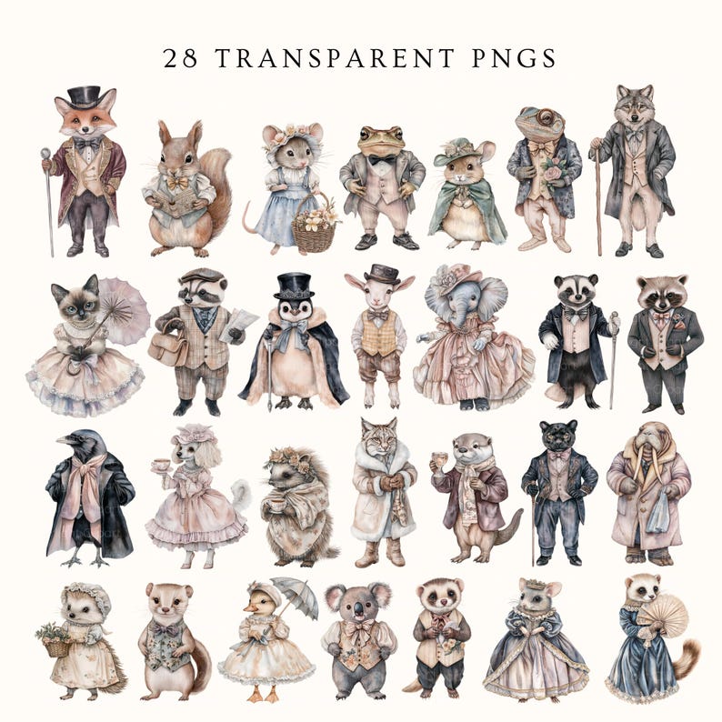 Victorian Anthropomorphic Animal Art, 28 Whimsical Creatures in 19th-century Fashion, Elegant ...