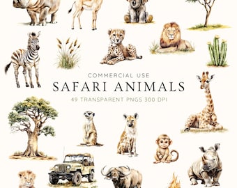 Safari Clipart Bundle, African Animals, Adventure Gear, Landscapes ...