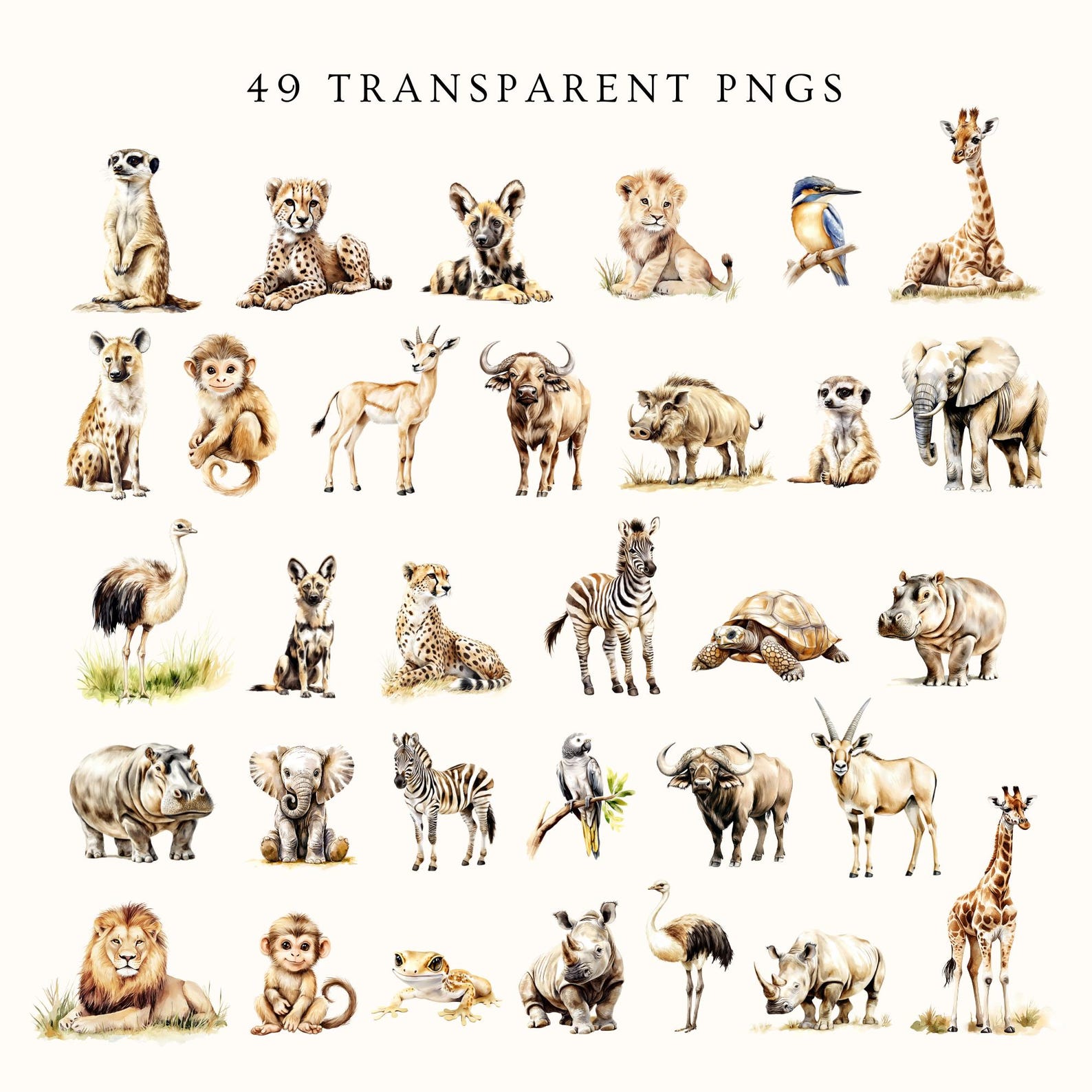 Safari Clipart Bundle, African Animals, Adventure Gear, Landscapes ...