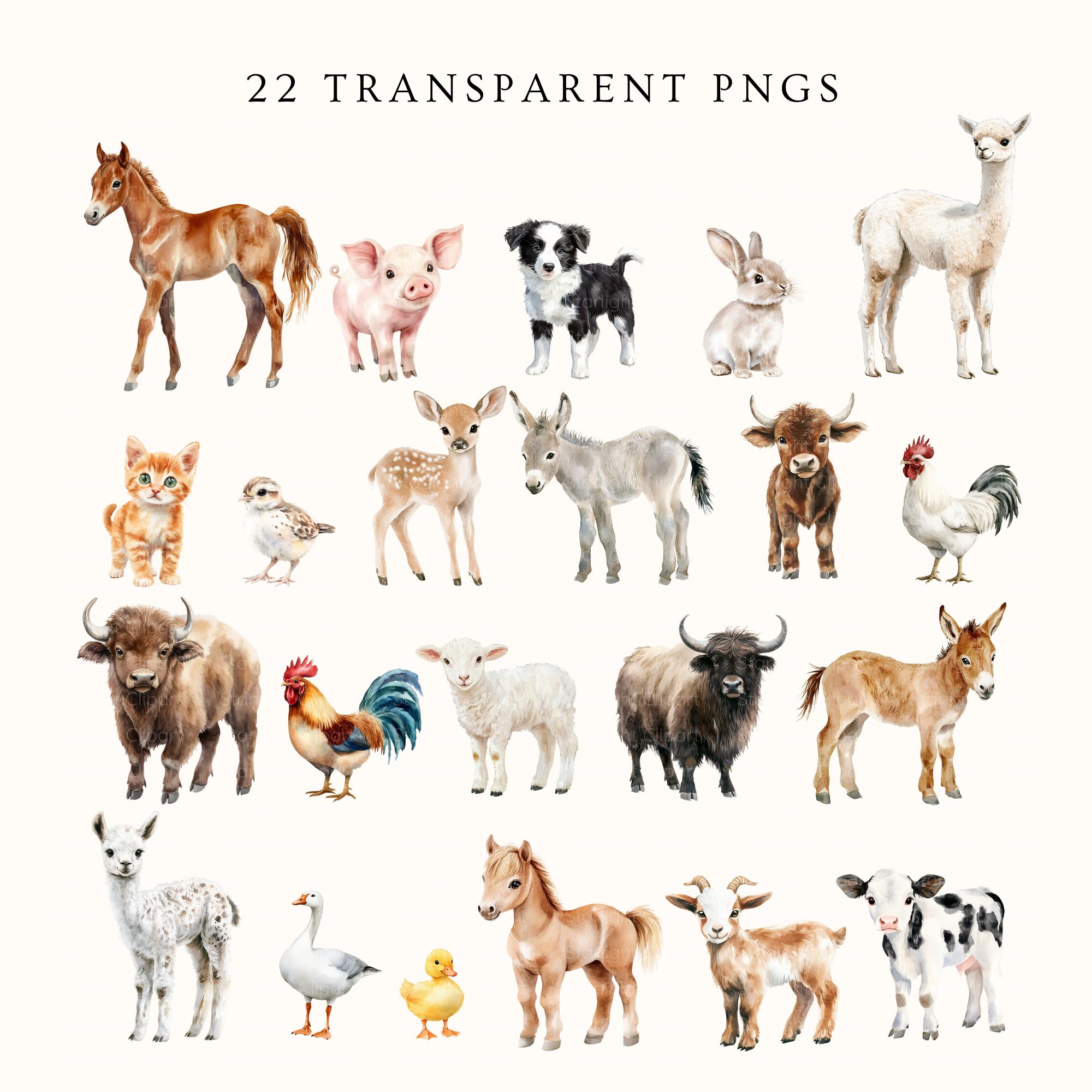Farm Animal Clipart Bundle, 22 Cute Barnyard Animals, Rustic Farmhouse ...