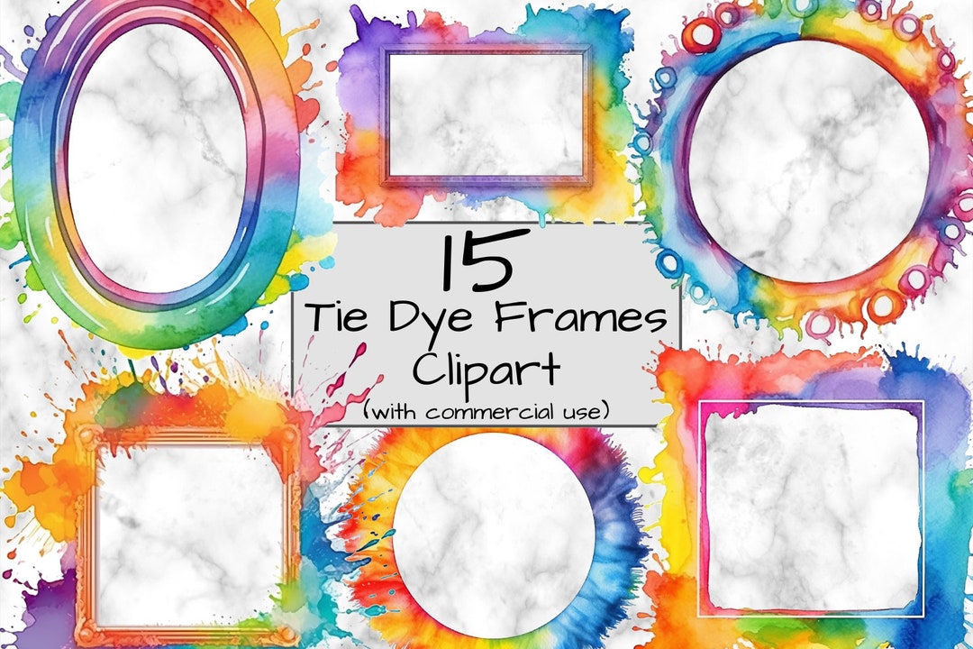 Watercolor Tie Dye Frames Clipart. Digital Frames. Tie Dye Clipart. PNG ...