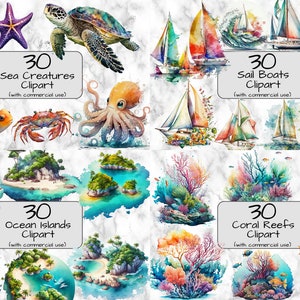 150 Ocean Theme Clipart MEGAPACK. Digital Art & Sublimation. Ocean Clip ...