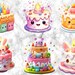 Kawaii Birthday Cakes Clipart. Digital Art & Sublimation. PNG Format ...