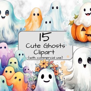 Watercolor Cute Ghost Clipart. Halloween Clipart. PNG Format ...
