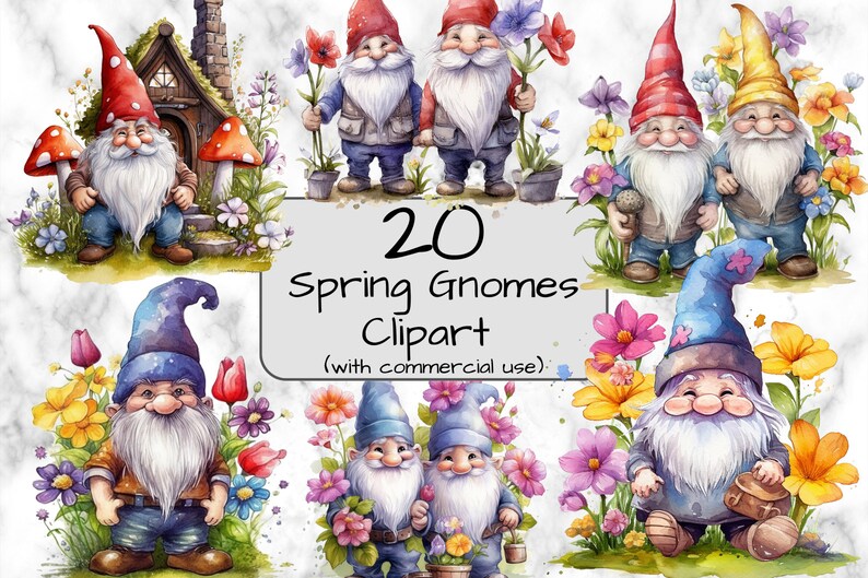 Watercolor Spring Gnome Clipart. Garden Clipart. PNG Format. - Etsy