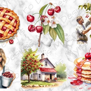Watercolor Cherry Clipart. Fruit Clipart. PNG Format. Transparent ...