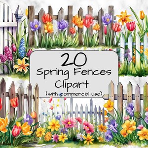 Watercolor Spring Fences Clipart. Garden Clipart. PNG Format ...