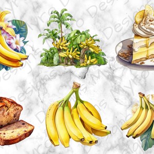 Watercolor Banana Clipart. Fruit Clipart. PNG Format. Transparent ...