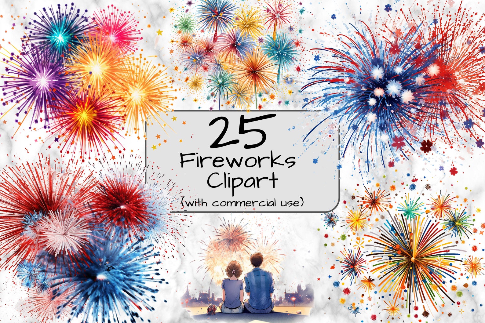 Fireworks Clipart. Digital Art & Sublimation. PNG Format. Transparent ...