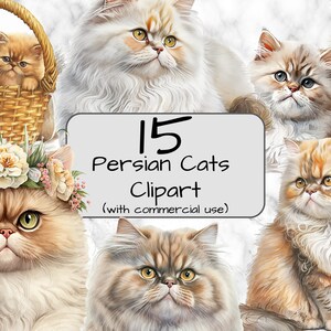 Watercolor Persian Cats Clipart. Digital Art & Sublimation. Cat Clip ...