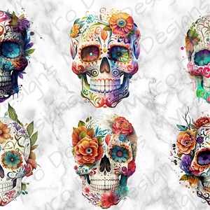 Watercolor Sugar Skulls Clipart. Digital Art & Sublimation. PNG Format ...