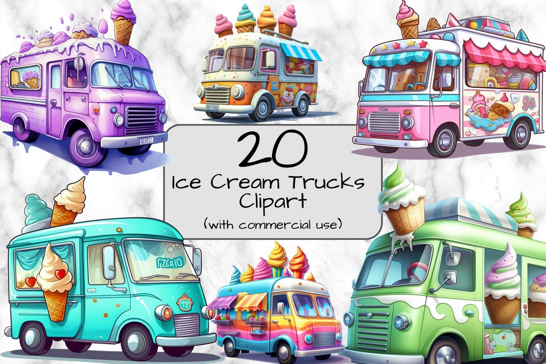 Ice Cream Truck Clipart. Digital Art & Sublimation. PNG Format ...