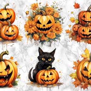 Watercolor Jack-o-lantern Clipart. Halloween Clipart. PNG - Etsy