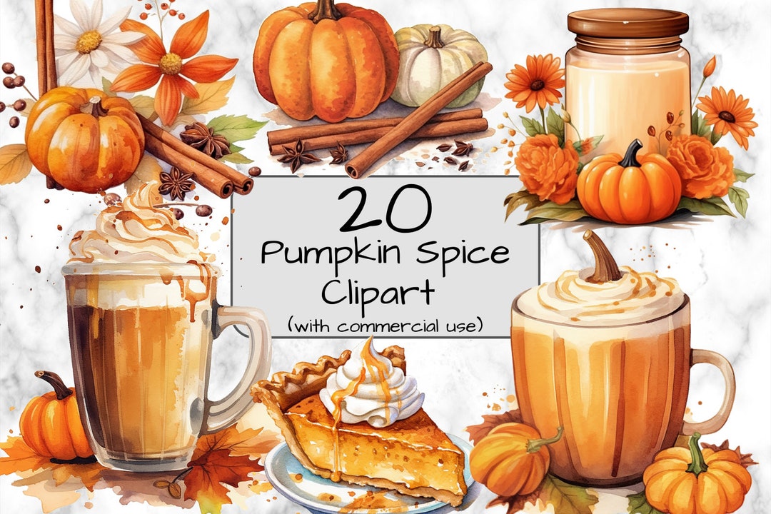 Watercolor Pumpkin Spice Clipart. Pumpkin Clipart. Autumn Clipart. PNG ...