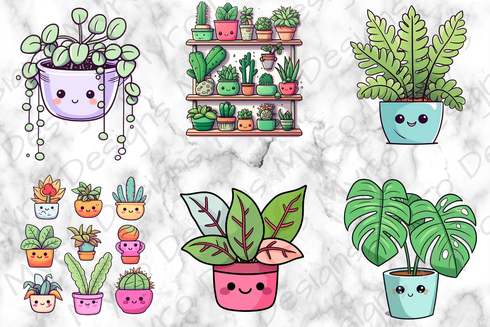 Kawaii House Plant Clipart. Cute House Plants. PNG Format. Transparent ...