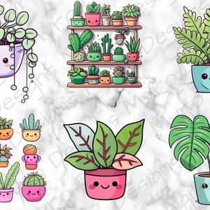 Kawaii House Plant Clipart. Cute House Plants. PNG Format. Transparent ...