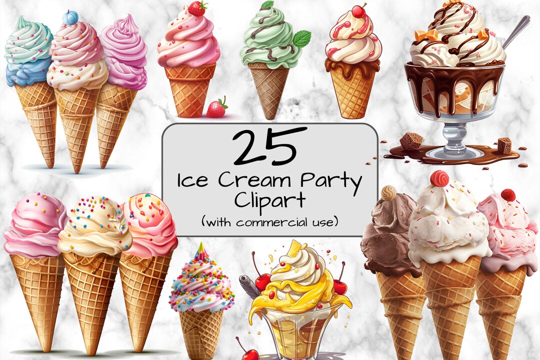 Ice Cream Clipart. Digital Art & Sublimation. PNG Format. Transparent ...