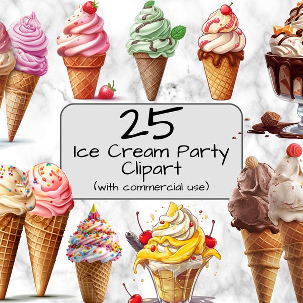 Ice Cream Clipart - Etsy