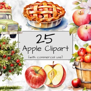 Watercolor Apple Clipart. Fruit Clipart. PNG Format. Transparent ...